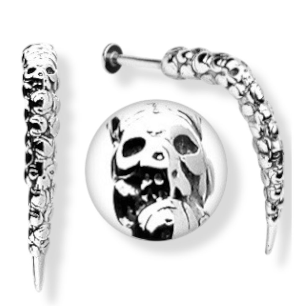 Skull Curved Distrube Labret Stud - 14G 10mm