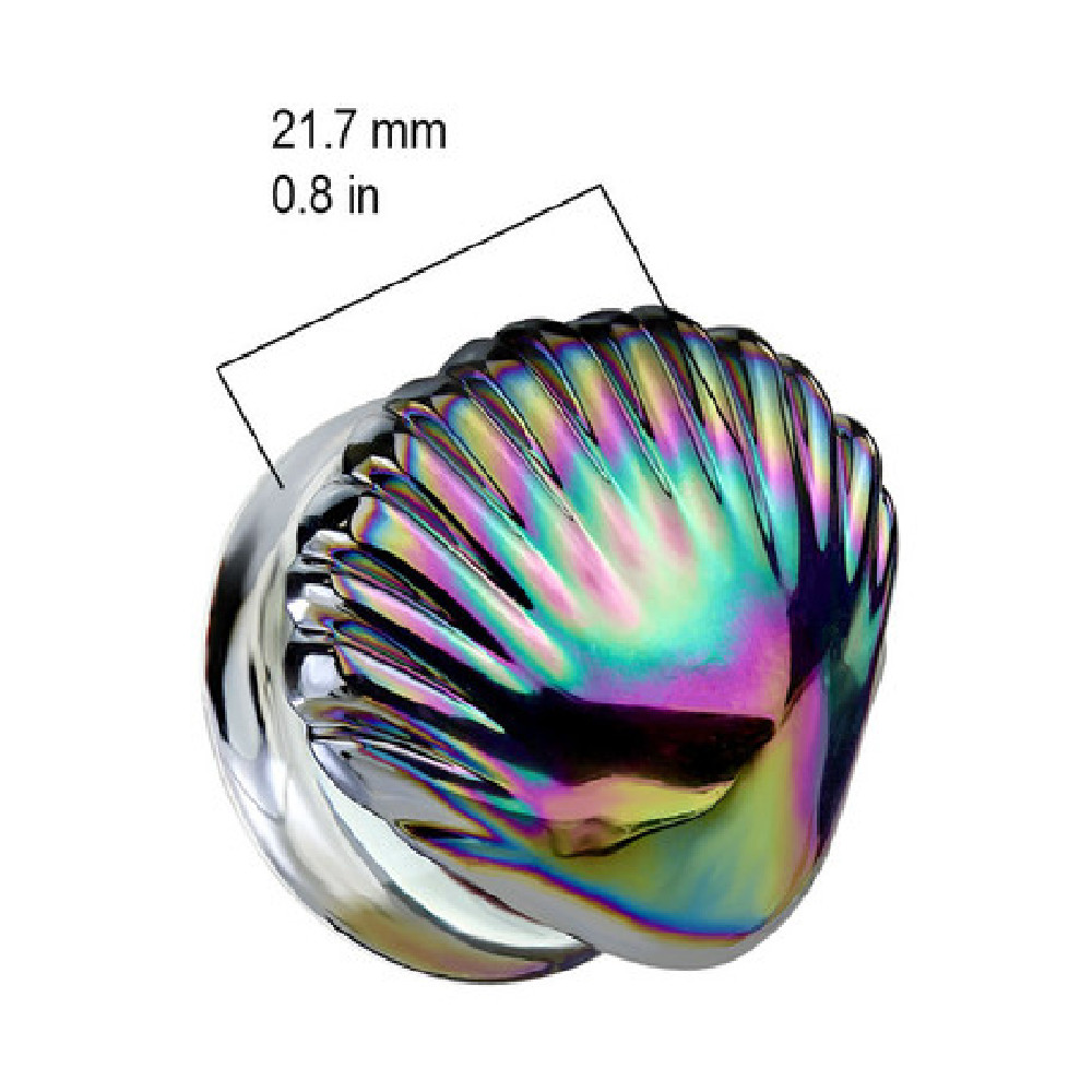 Iridescent Rainbow Pearl Shell Glass Plugs Ear Gauges