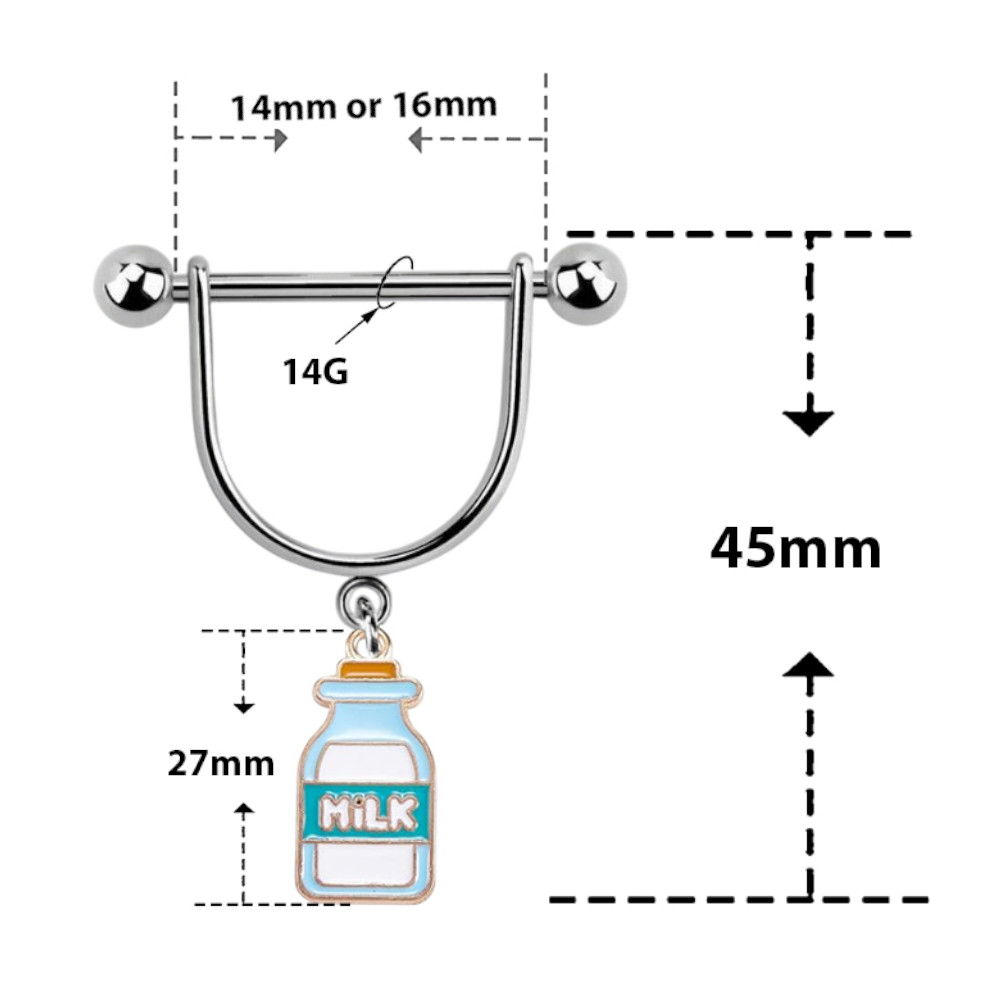 Dangle Milk Bottle Nipple Ring | Nipple Shield Ring