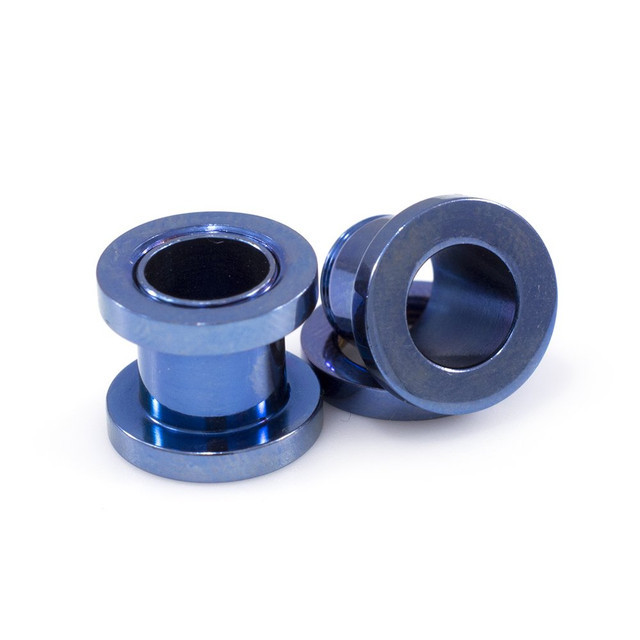 PVD Blue Screw Fit Flesh Tunnels Plugs Ear Gauges