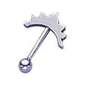Silver Unique Abstract Design Eyebrow Shield with Barbell