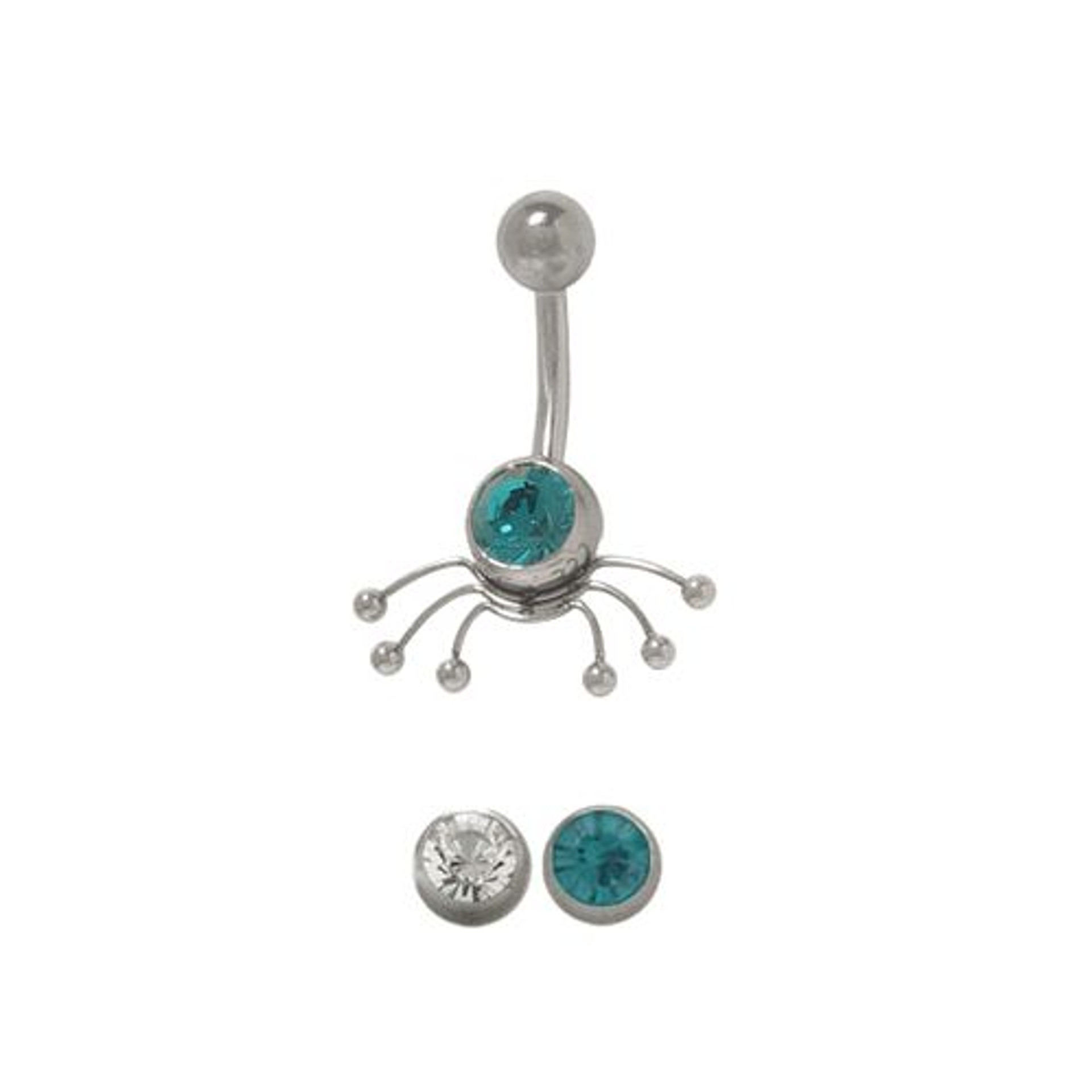 Reverse Anchor Belly Button Ring With Star Cz Gem