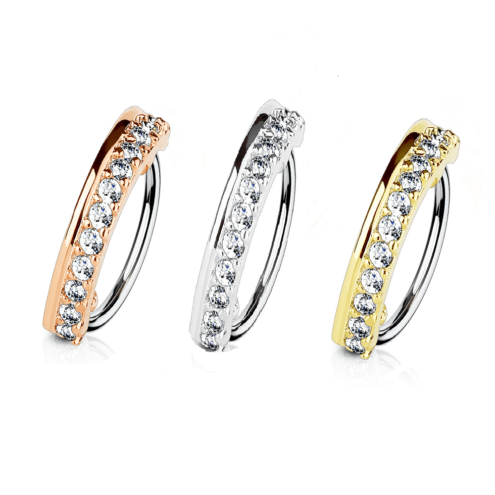 Bendable Hoop Ring with Prong Set CZ Centered Half Circle Top 316L ...