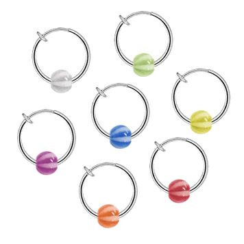 Non-Piercing Spring Hoop with Acrylic Beach Ball Bead