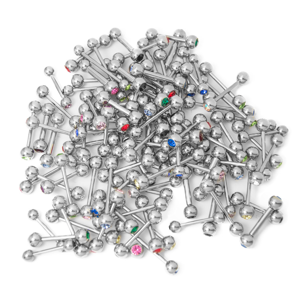 10-Piece Nose Piercing Screws - CZ Gems - 18ga 316L Steel - Autoclave Safe
