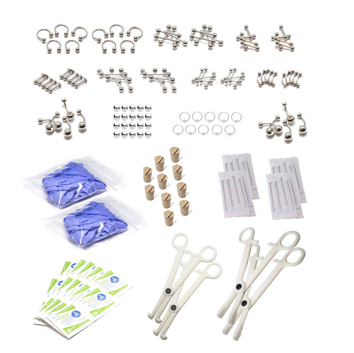 38-Piece Professional Piercing Kit - Lip, Nipple, Belly, Eyebrow ...