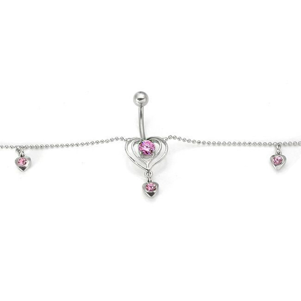 Reverse Anchor Belly Button Ring with Star Cz Gem