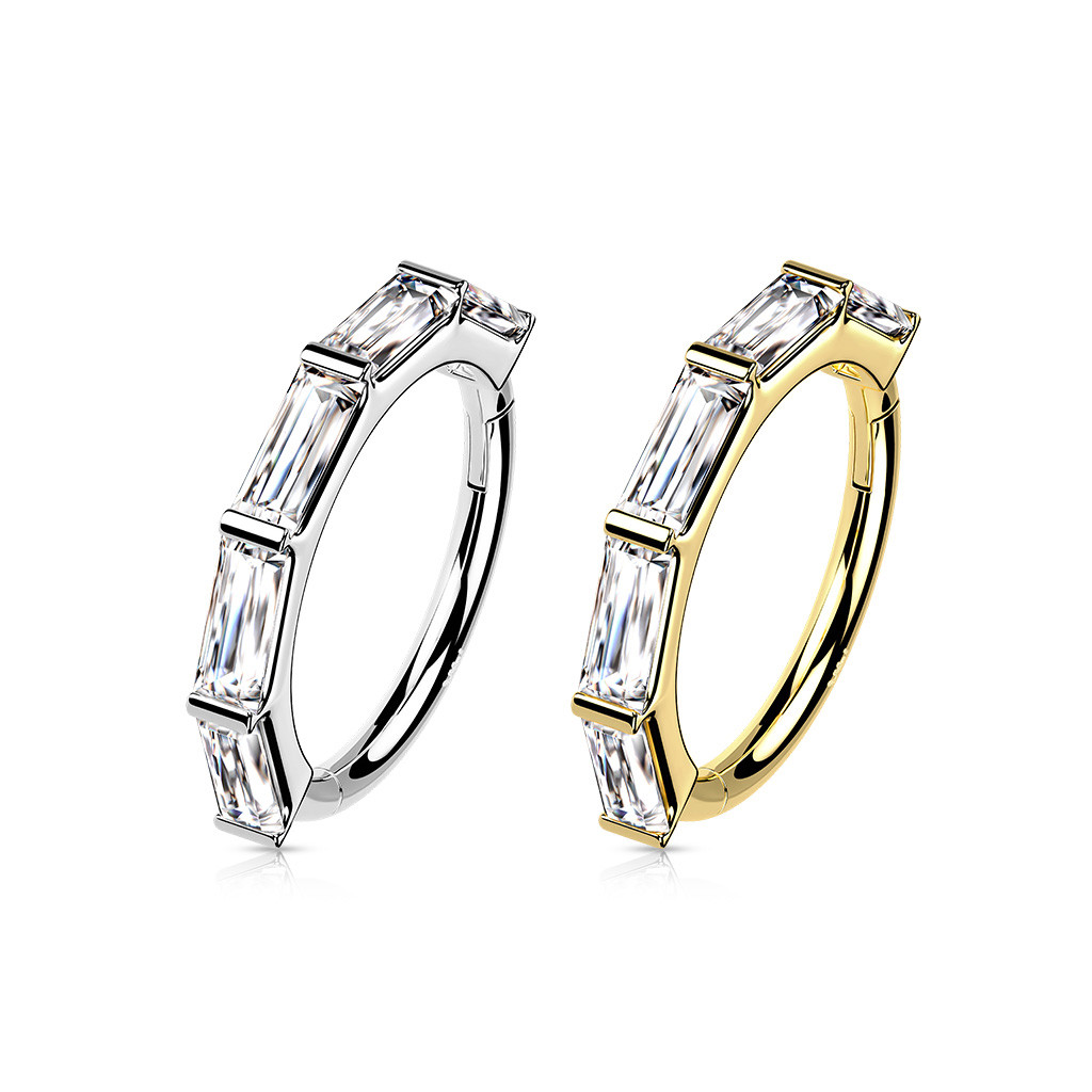 Hoop Ring Hinged Segment with Outter side Facing Infinite 14 Karat Gold ...