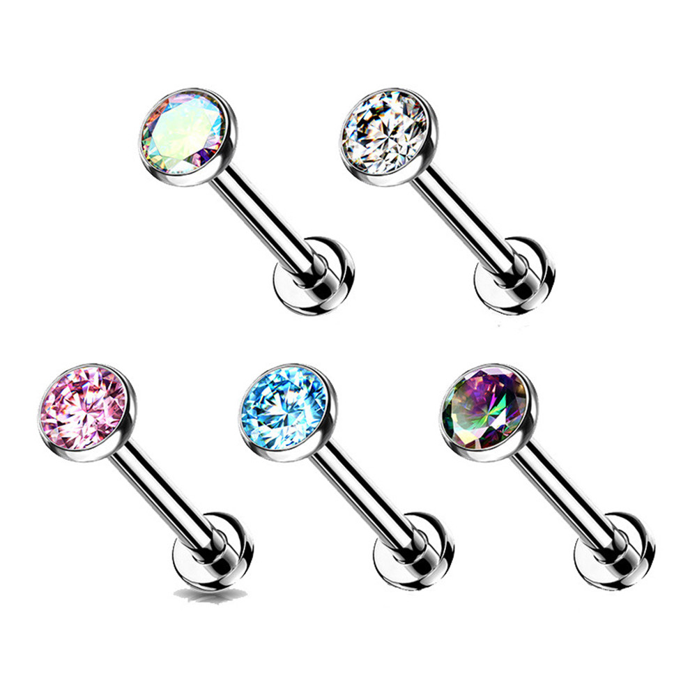 Push In Top Ball IP Plated Titanium Threadless Labret, Monroe, Flat ...
