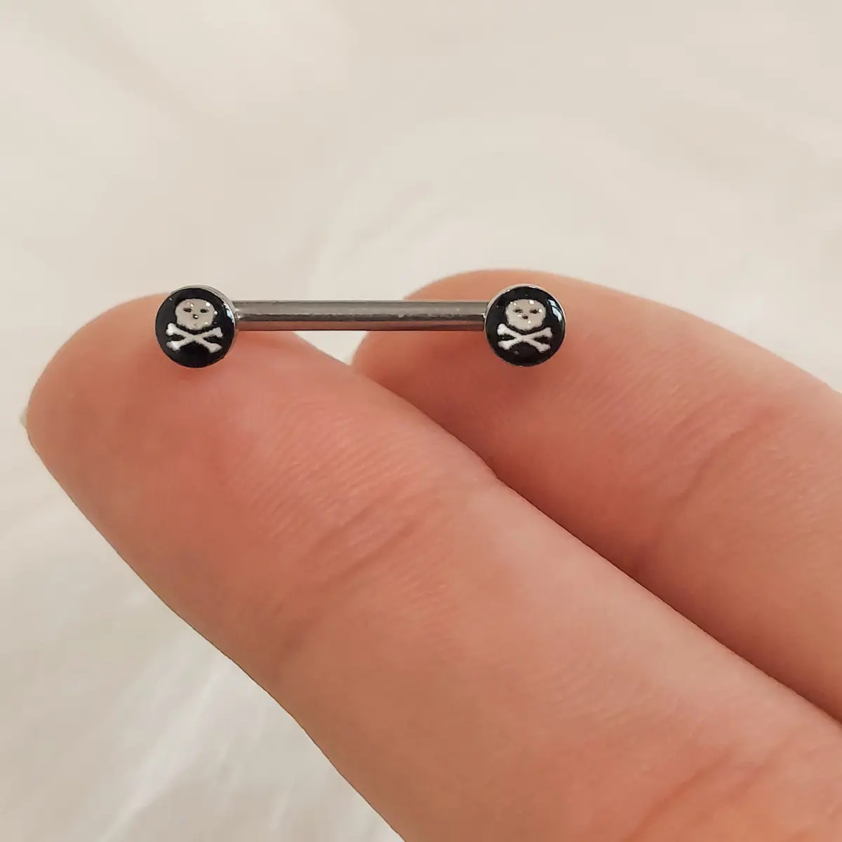 14G Surface Tragus Piercing Staple Barbell Clear CZ Ball