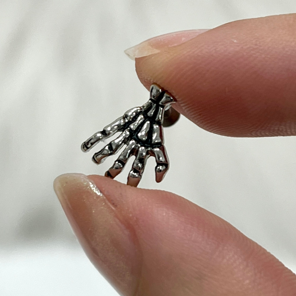 Skeleton Hand Labret Stud | Flat Back Studs
