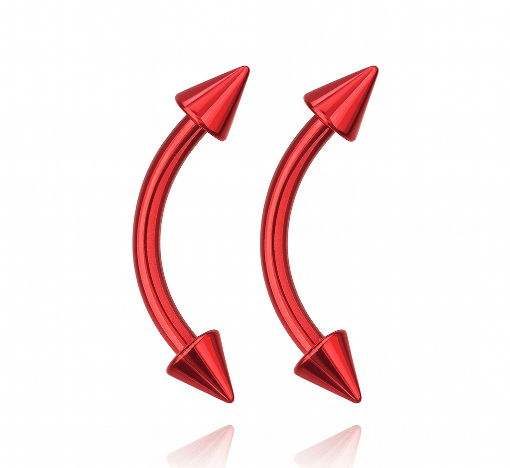 Spike End PVD Curved Eyebrow Barbells 16G 8mm