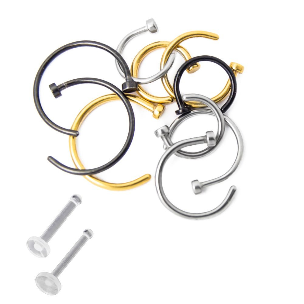 Spiral Nose Hoop Ring for Double hoop Single Piercing Hoop, Surgical ...