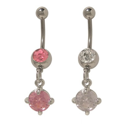 Dangler Hearts Belly Button Ring with Jewels