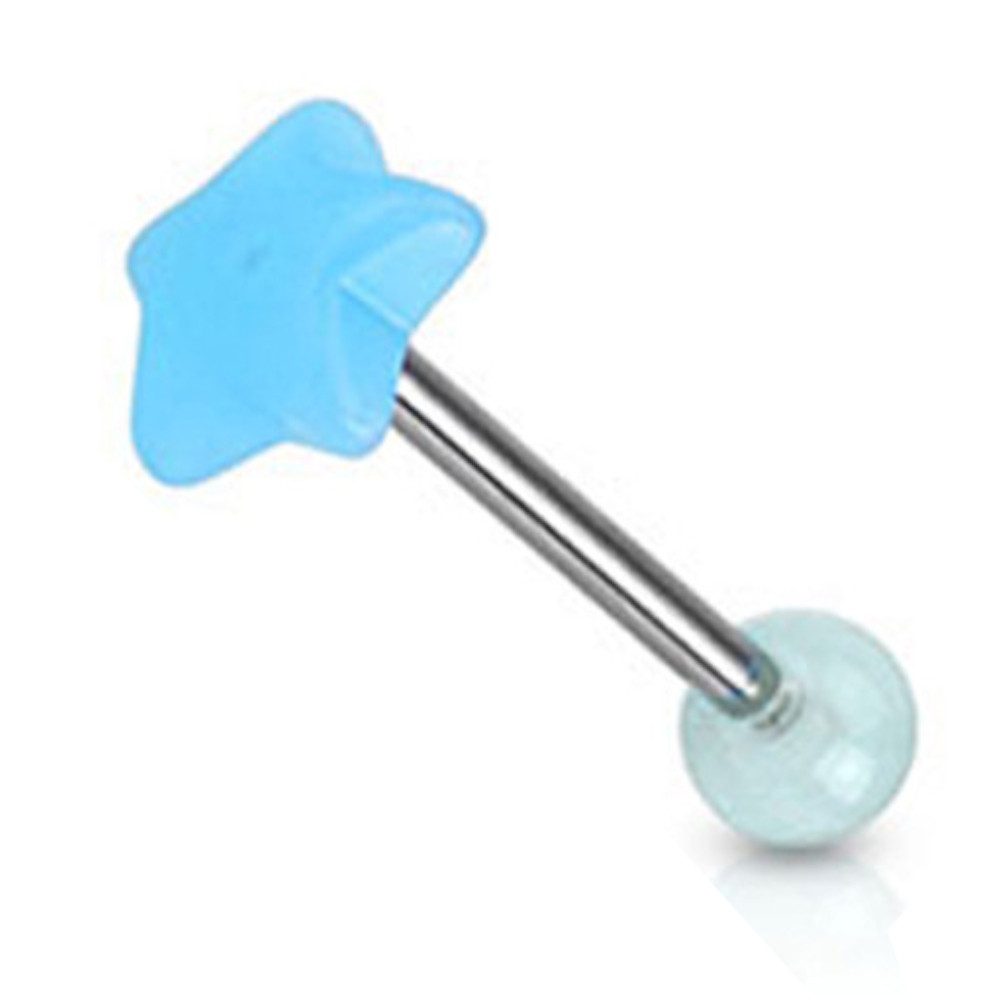 PVD Black Vibrating Barbell Tongue Ring 14G 16mm