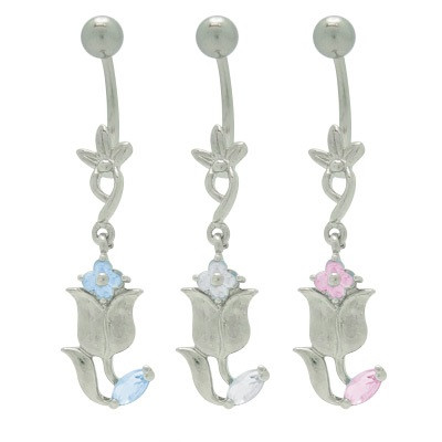 Rose Flower Belly Button Ring