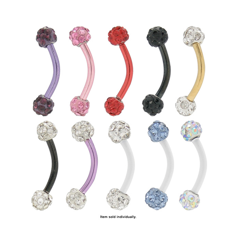 Straight Barbell Jeweled Eyebrow Ring