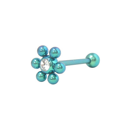 Jeweled High Polish Titanium Barbell Tongue Ring