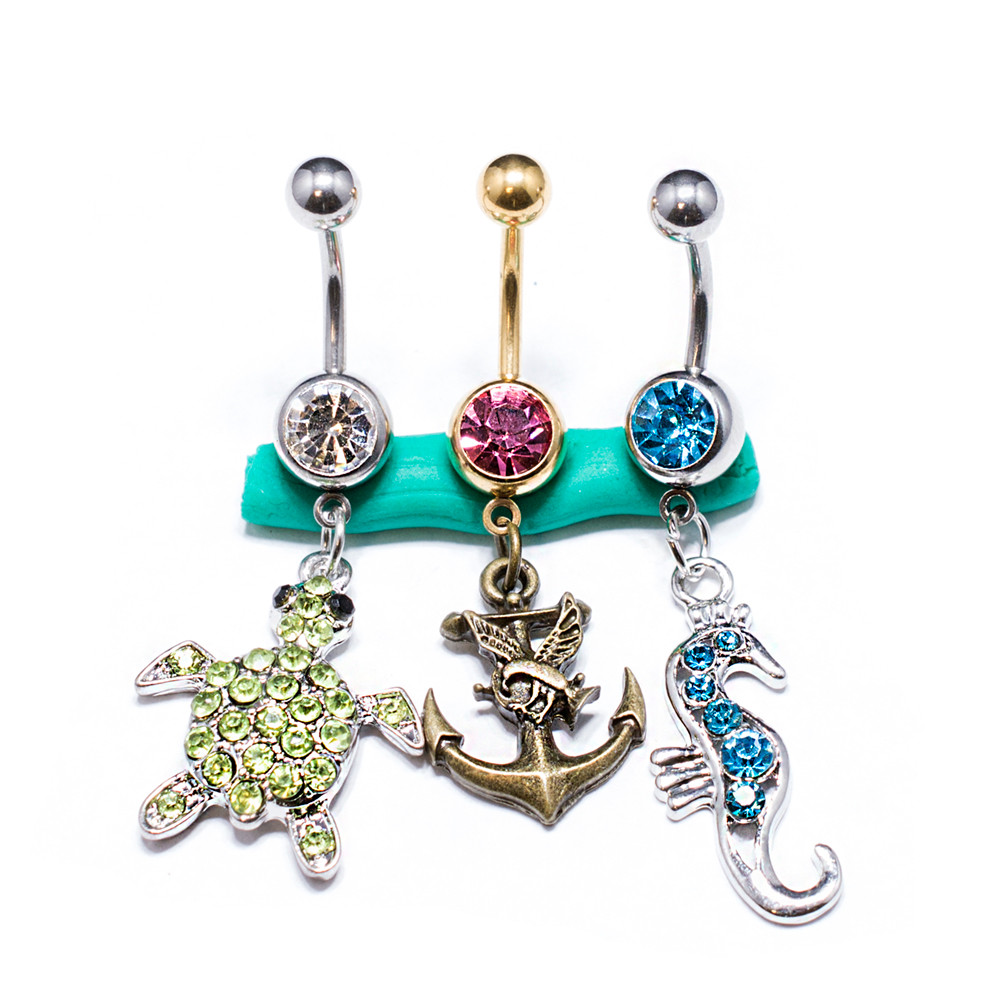 Package of 4Pcs 14G Surgical Steel Belly Button Rings for Women Navel ...