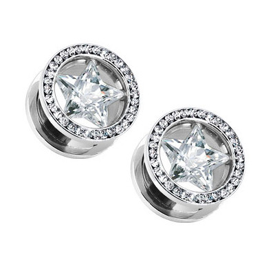 Large Gauge Tunnel Ear Plug with Star Design