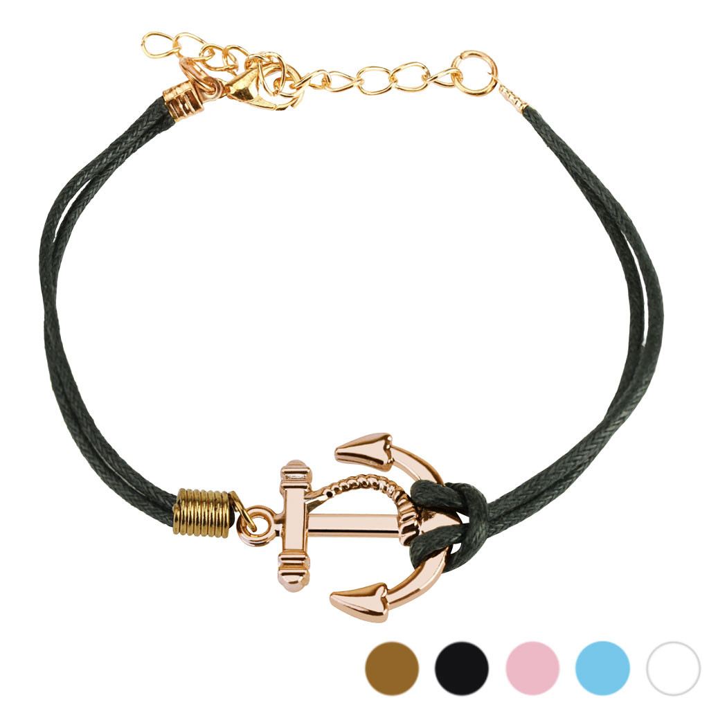 Anchor Fashion Bracelet - Cast Iron Design Leatherette with Lobster ...