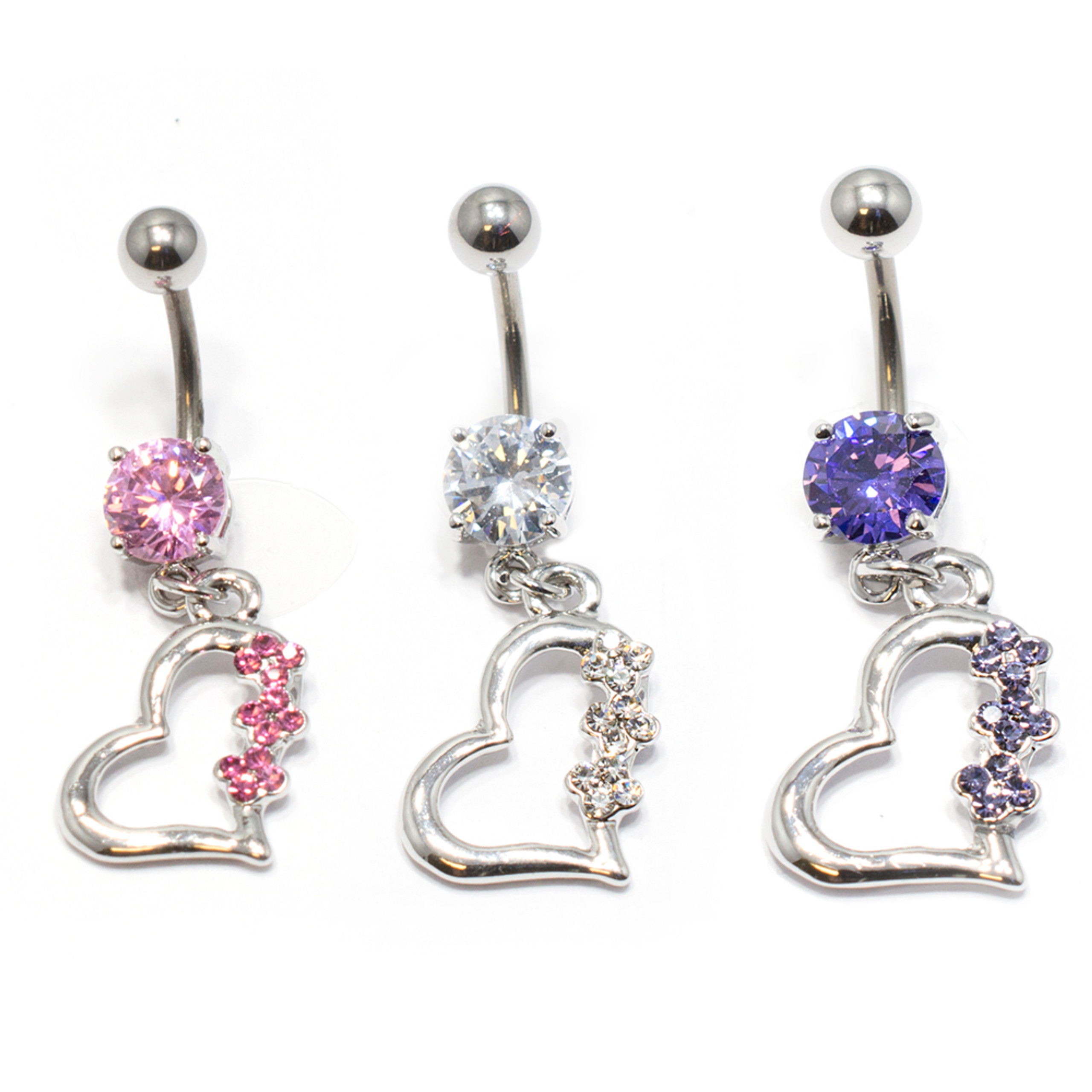 Reverse Anchor Belly Button Ring With Star Cz Gem