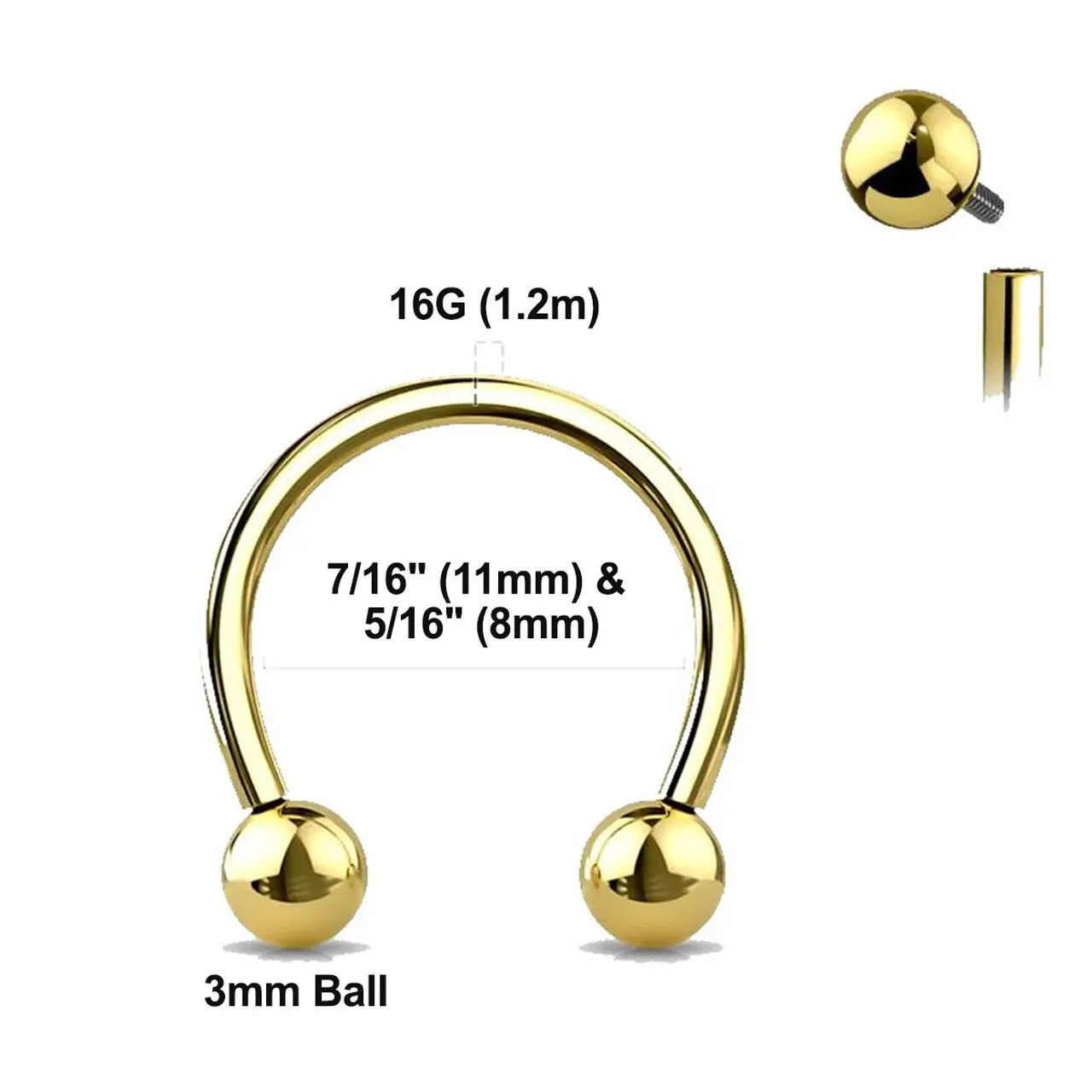 Titanium Circular Barbells Horseshoe Septum Ring 16G