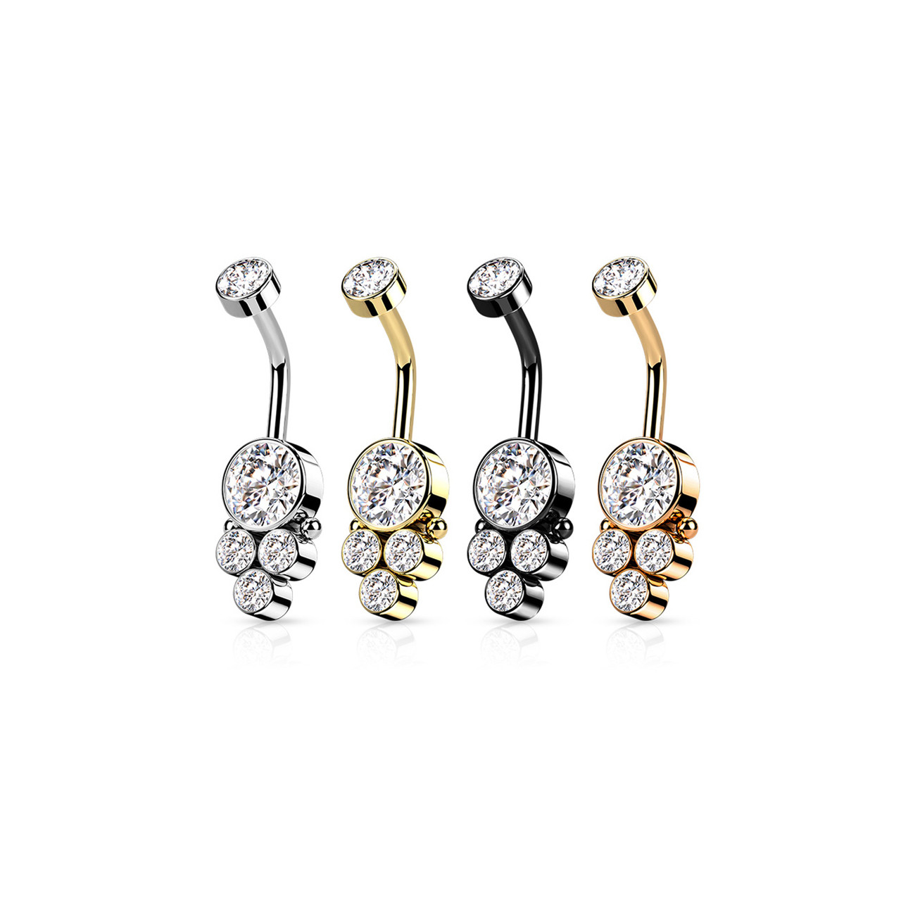 Pink Solid Titanium Belly Ring with Matching Jewel