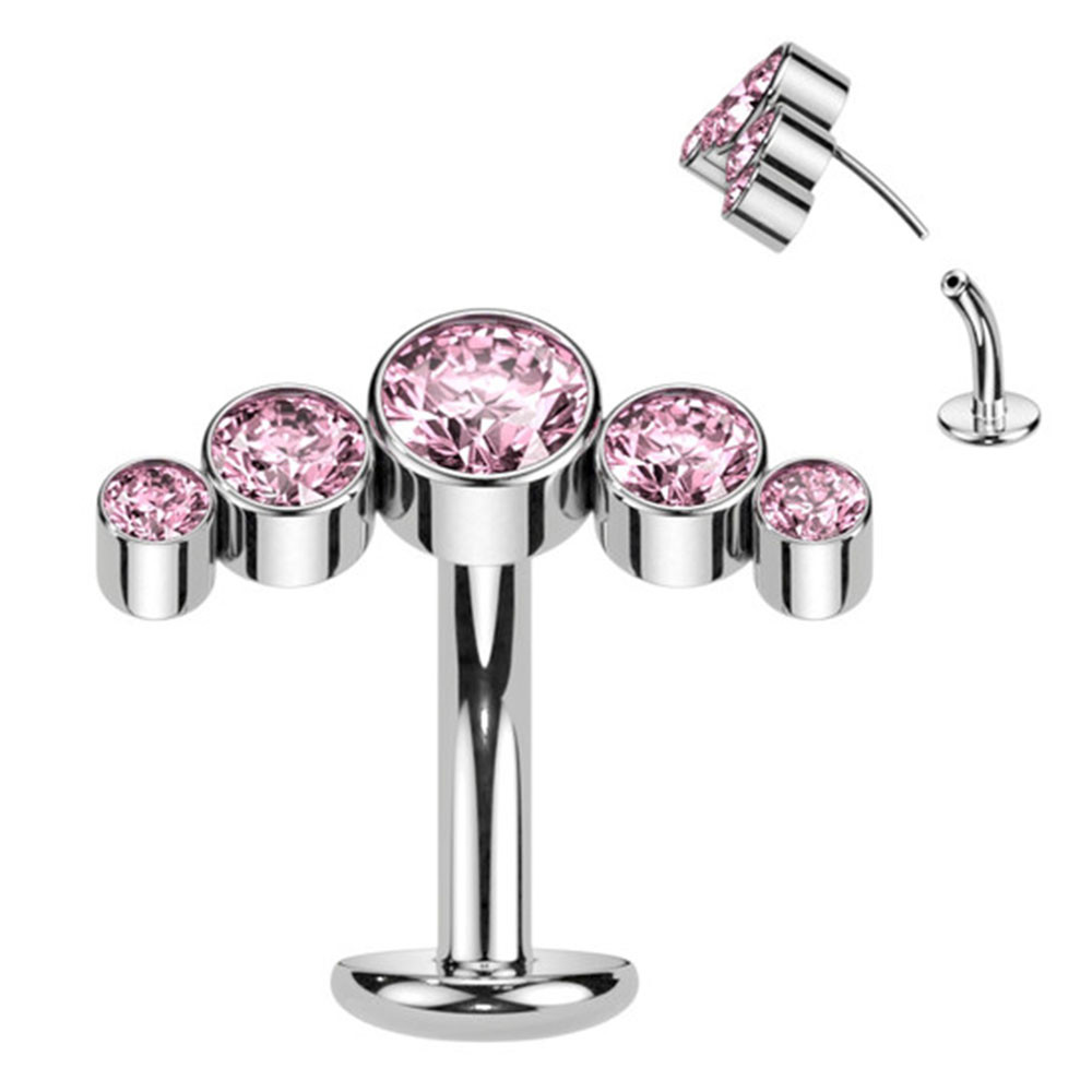 G23 Titanium Bezel CZ Floating Convex Base Belly Ring 14G 8mm