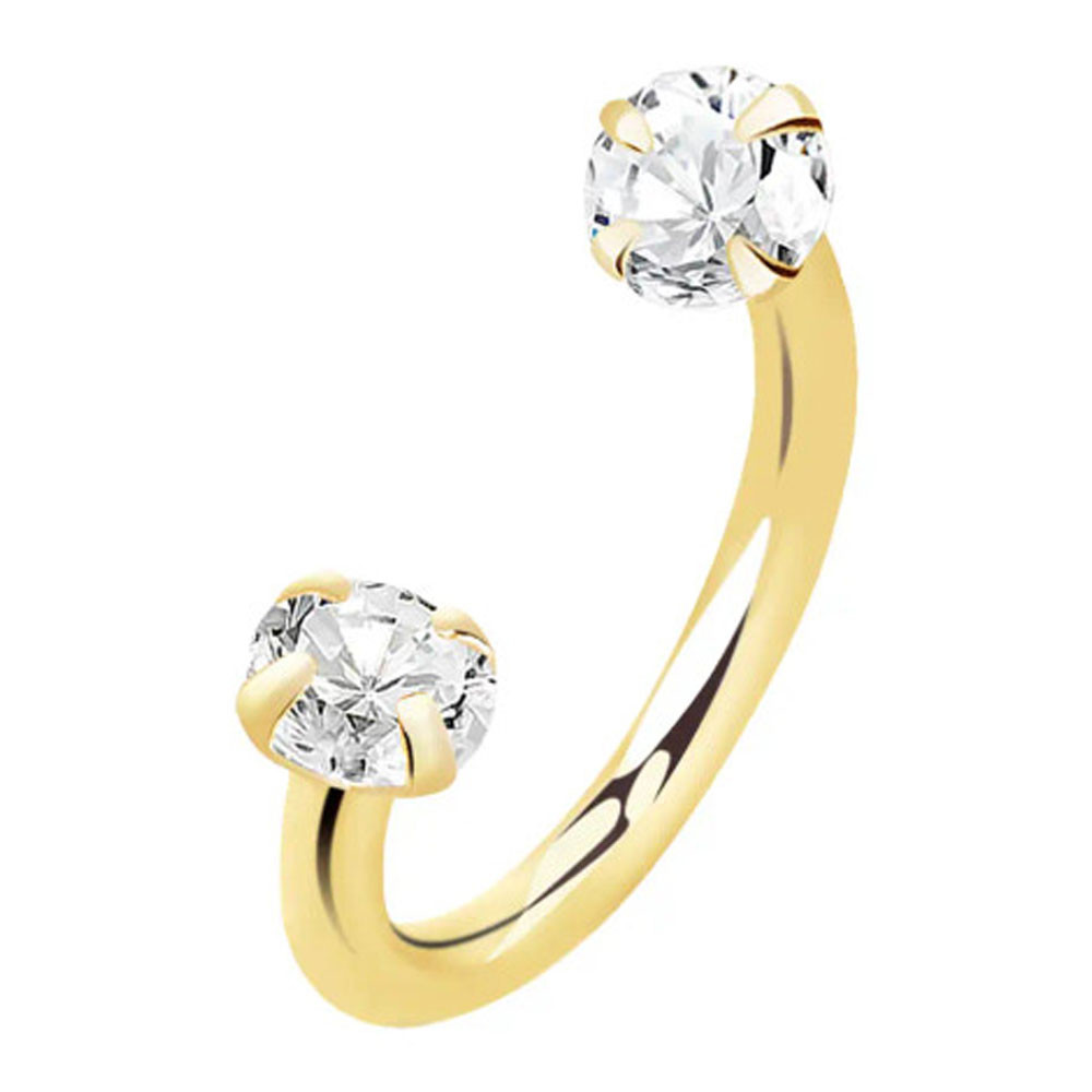 Titanium Prong Set CZ Circular Barbell Horseshoe Ring