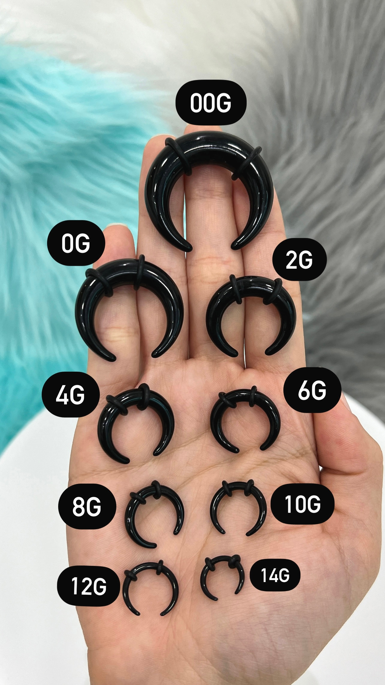 Black Acrylic C Shaped Buffalo Horn Septum Pincher Tapers