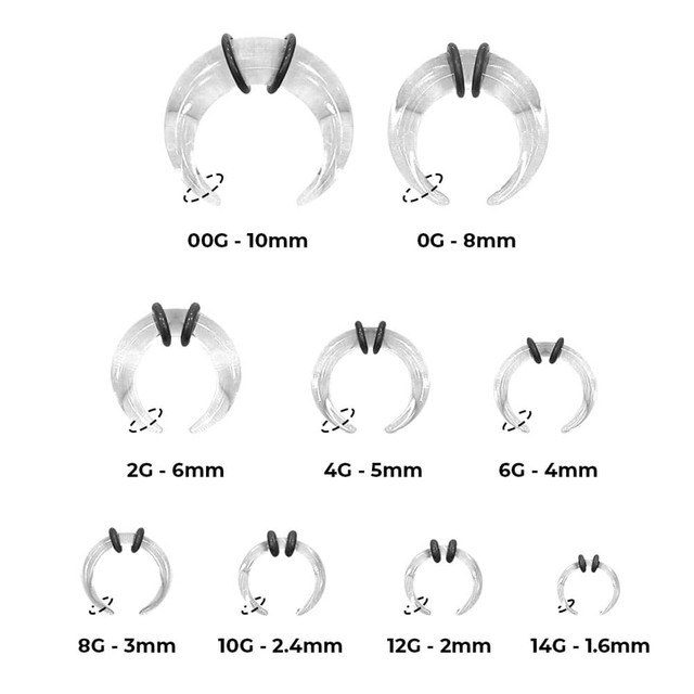 Clear Acrylic Septum Pincher Crescent Tapers