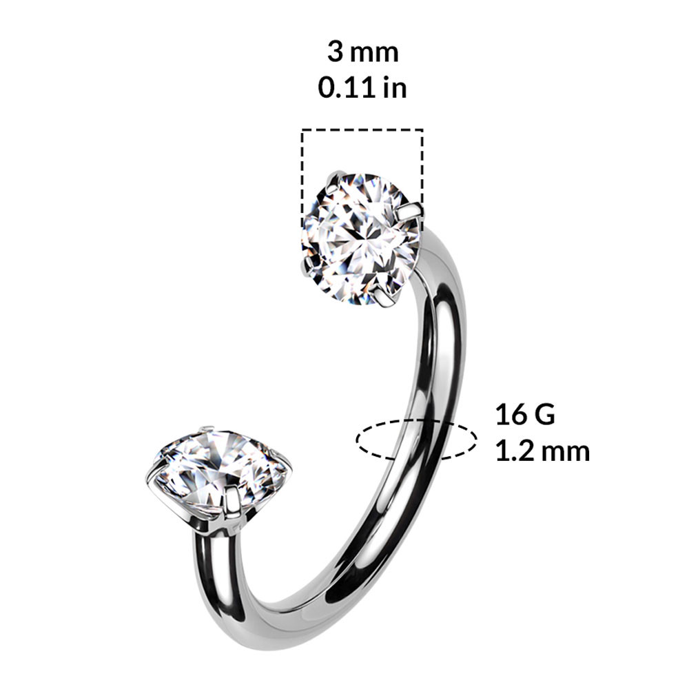 Titanium Prong Set CZ Circular Barbell Horseshoe Ring