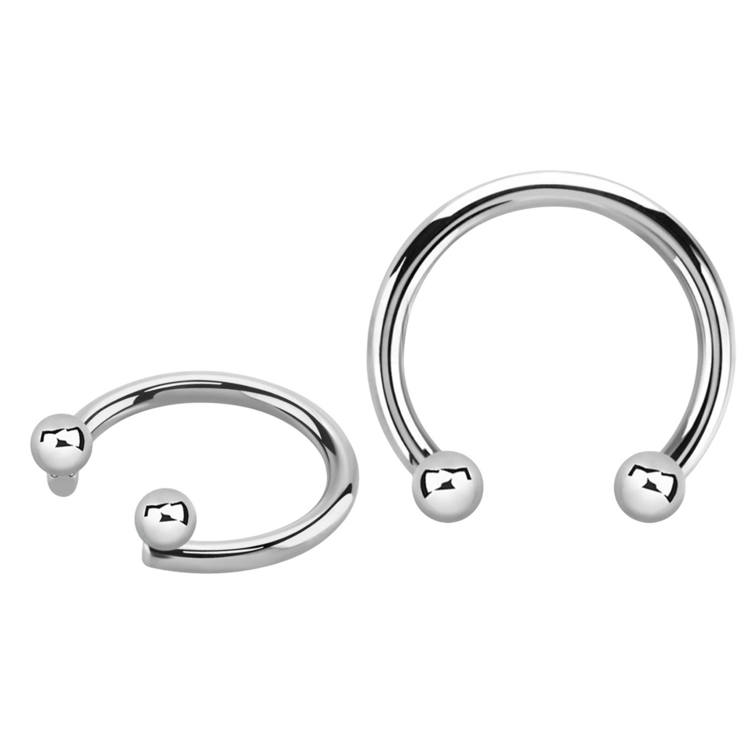 Titanium Front Facing Holes Flat Ball Horseshoe Circular Barbell 14G