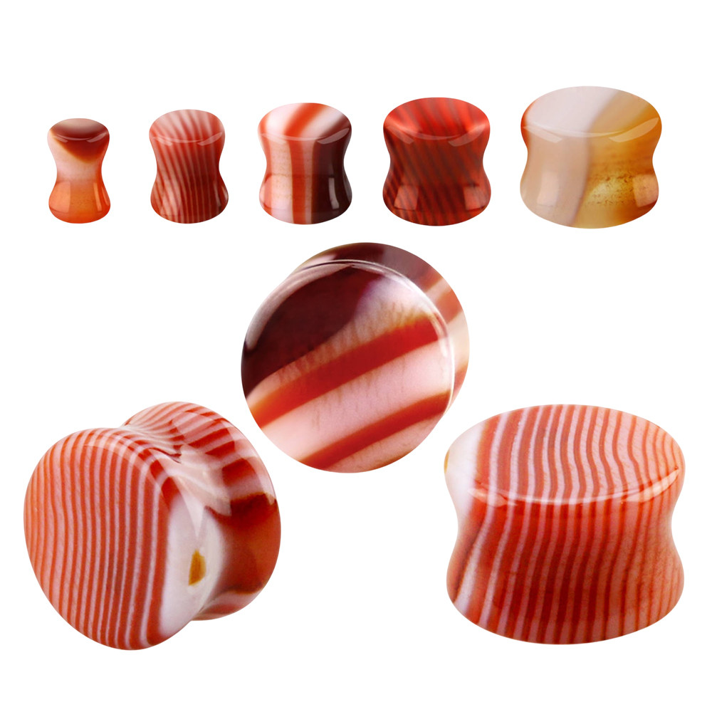 Agate Stone Double Flare Plugs Ear Gauges