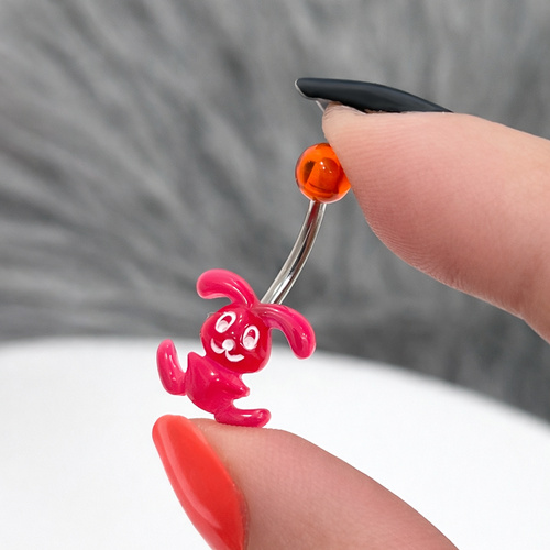 Acrylic Bunny Belly Button Ring 14G 10mm