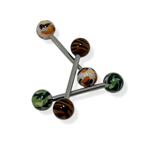 3PCS Camouflage Straight Barbell 14G 16mm