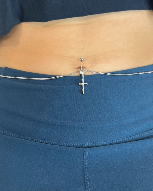 Belly Chain Button Navel Ring Surgical Steel Waist Belly Chain with ...