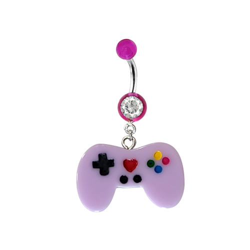 Belly Navel Ring Dangle Acrylic Game Controller Charm Surgical Steel 14 ...