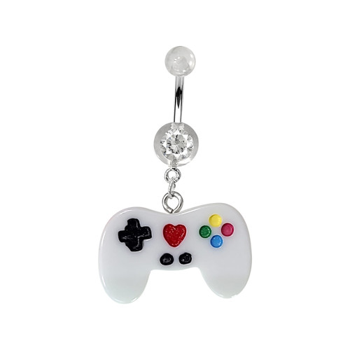 Belly Navel Ring Dangle Acrylic Game Controller Charm Surgical Steel 14 ...