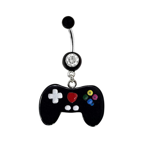 Belly Navel Ring Dangle Acrylic Game Controller Charm Surgical Steel 14 ...