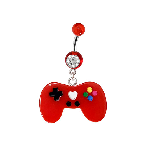 Belly Navel Ring Dangle Acrylic Game Controller Charm Surgical Steel 14 ...