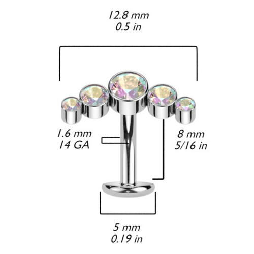 G23 Titanium Bezel Cz Floating Convex Base Belly Ring 14g 8mm