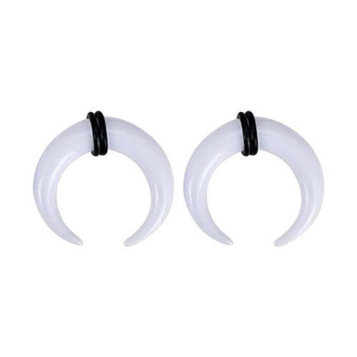 White Acrylic Septum Pincher Crescent Tapers