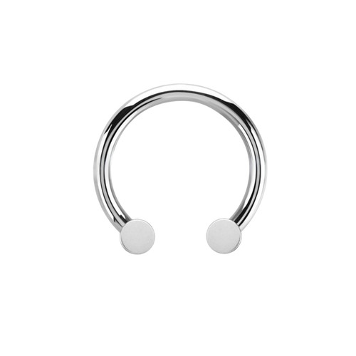 Titanium Front Facing Holes Flat Ball Horseshoe Circular Barbell 14G