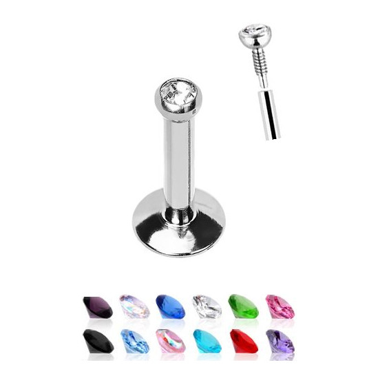 Surgical Steel Internally Threaded Labret with Gem