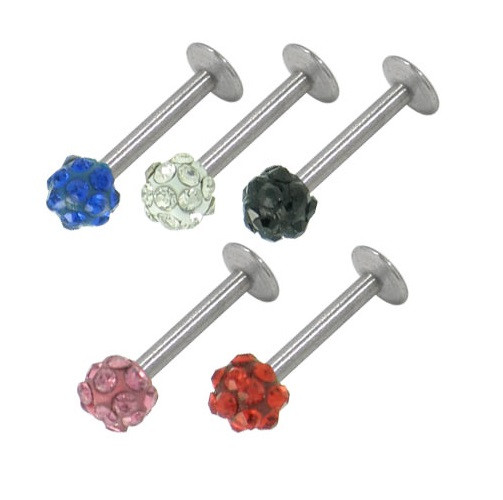 Surgical Steel Jeweled Labret Lip Jewelry