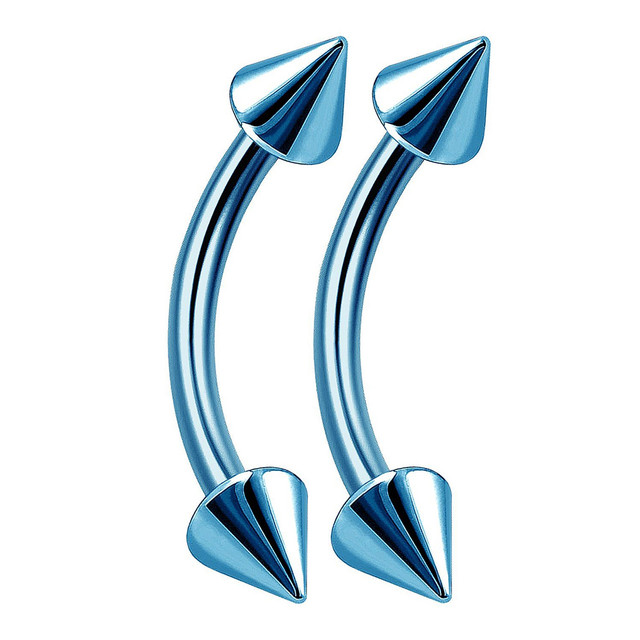 Pack of 3 Blue Curved Barbells with Spike Ends 14g (6mm, 10mm, 14mm ...