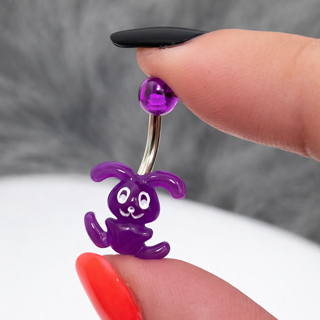 Acrylic Bunny Belly Button Ring 14G 10mm