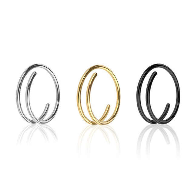 Spiral Nose Hoop Ring for Double hoop Single Piercing Hoop, Surgical ...